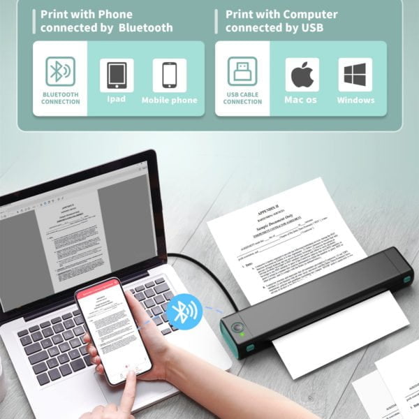 Portable Printer Wireless Bluetooth Thermal A4 Printer - Yeedza.com